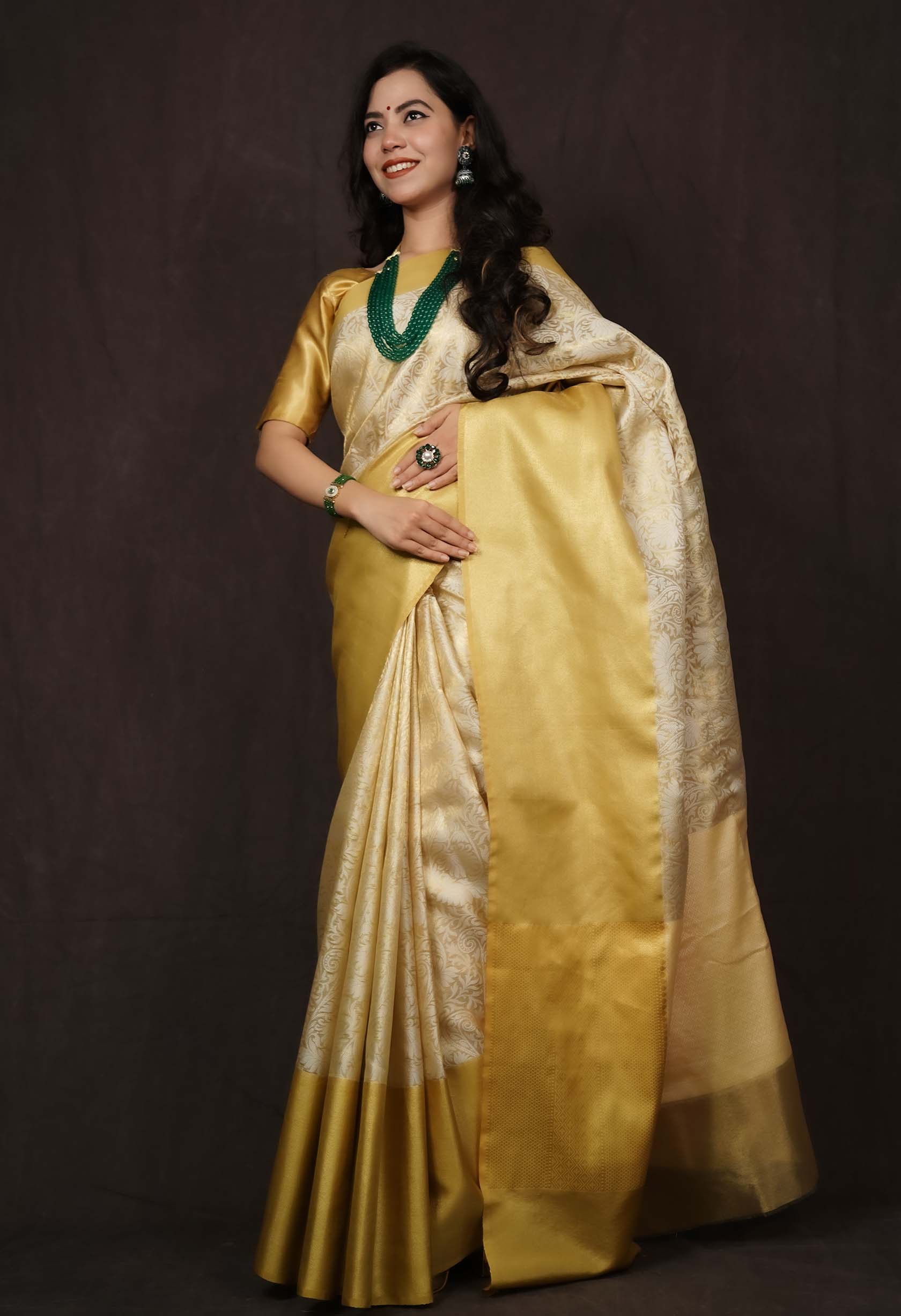 Ready to Wear Saree Nita Ambani Celebrity Look Banarasi with Solid Wov