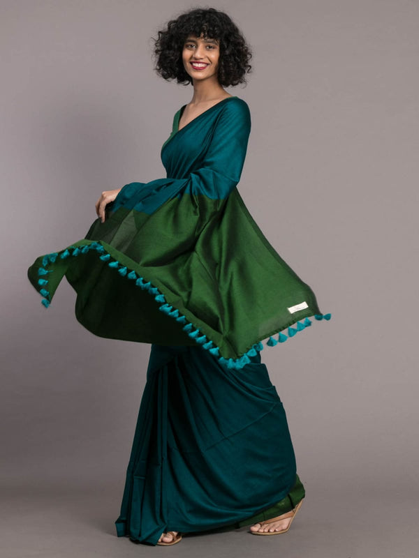 Ready to wear Beautiful Khadi Cotton Handloom With Tassels on Pallu Wr