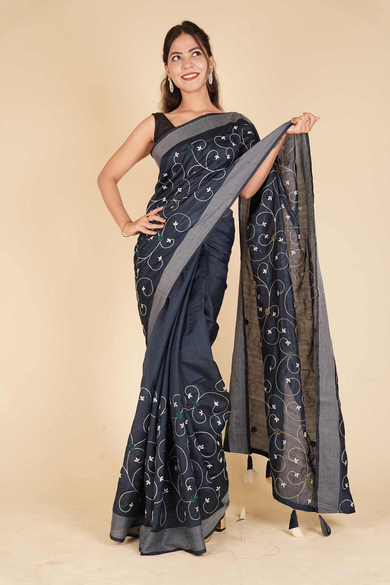 Ready To Wear Floral Embroidered Wrap in 1 minute saree